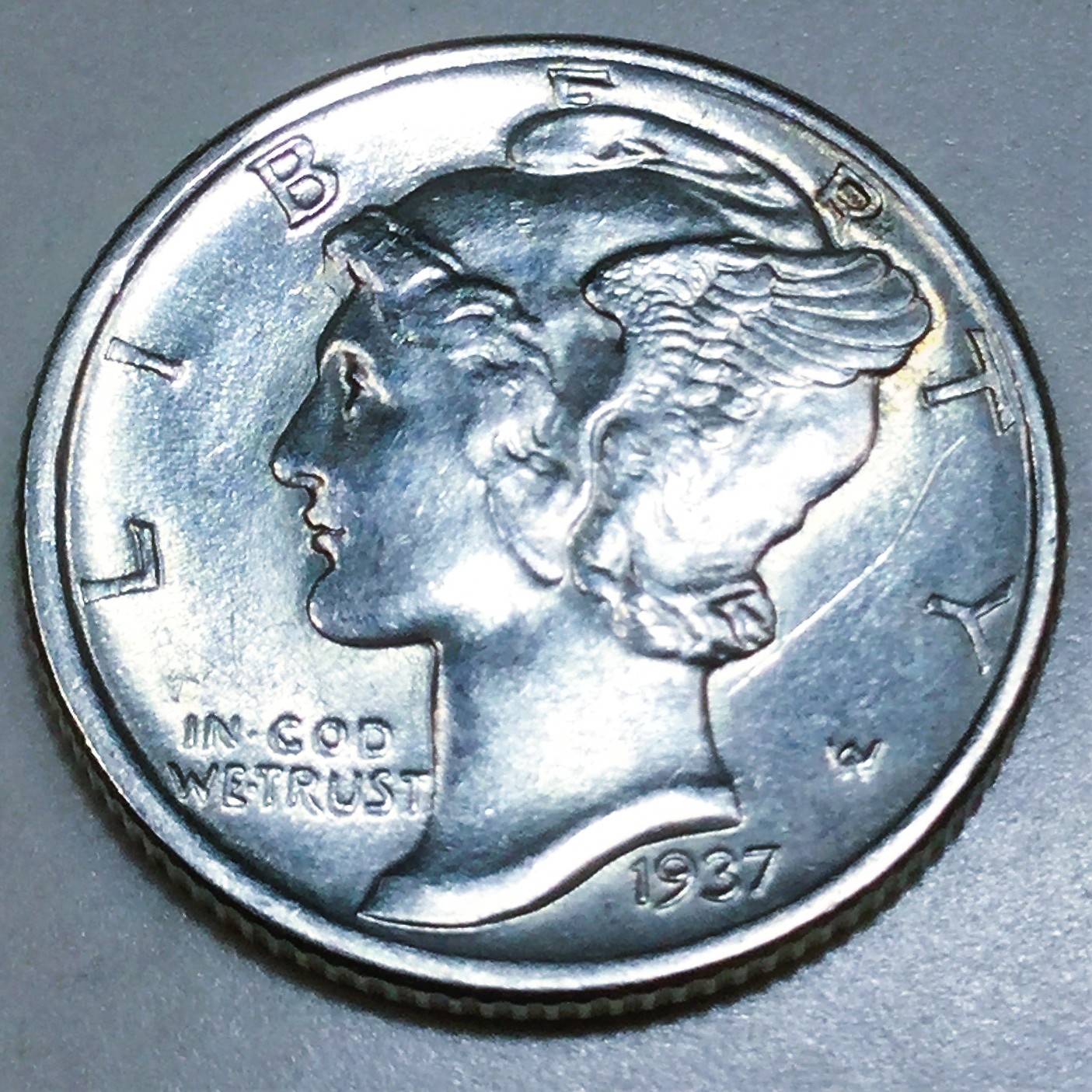 1937 Uncirculated Mercury Dime Beautiful Coin | Property Room