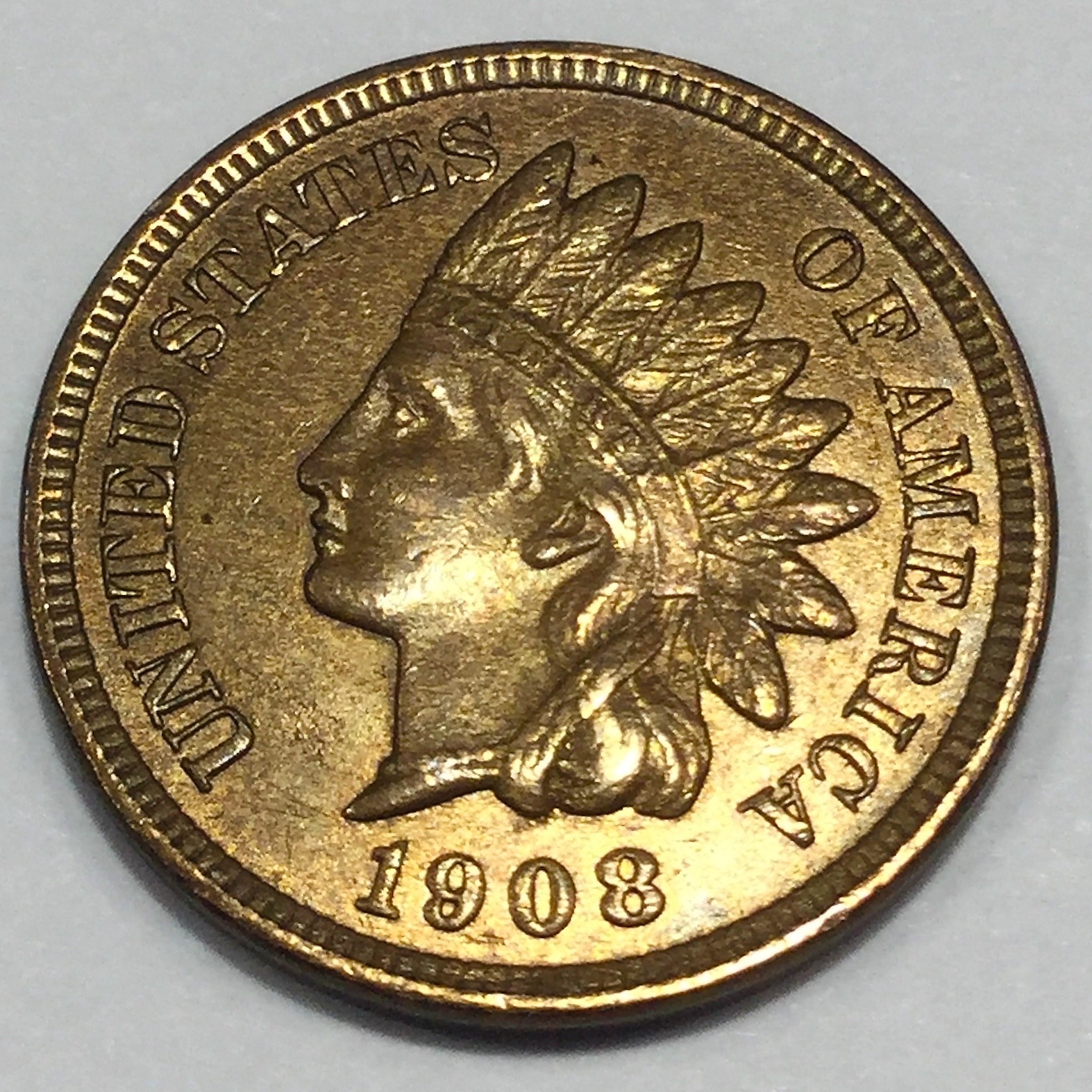 1908 AU/BU Indian Head Penny Beautiful Coin | Property Room