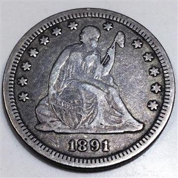 1891 Seated Liberty Quarter Beautiful Coin Rare Date | Property Room