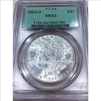 1884-O Morgan Silver Dollar PCGS MS63 Beautiful Coin Old Green Holder | Property Room