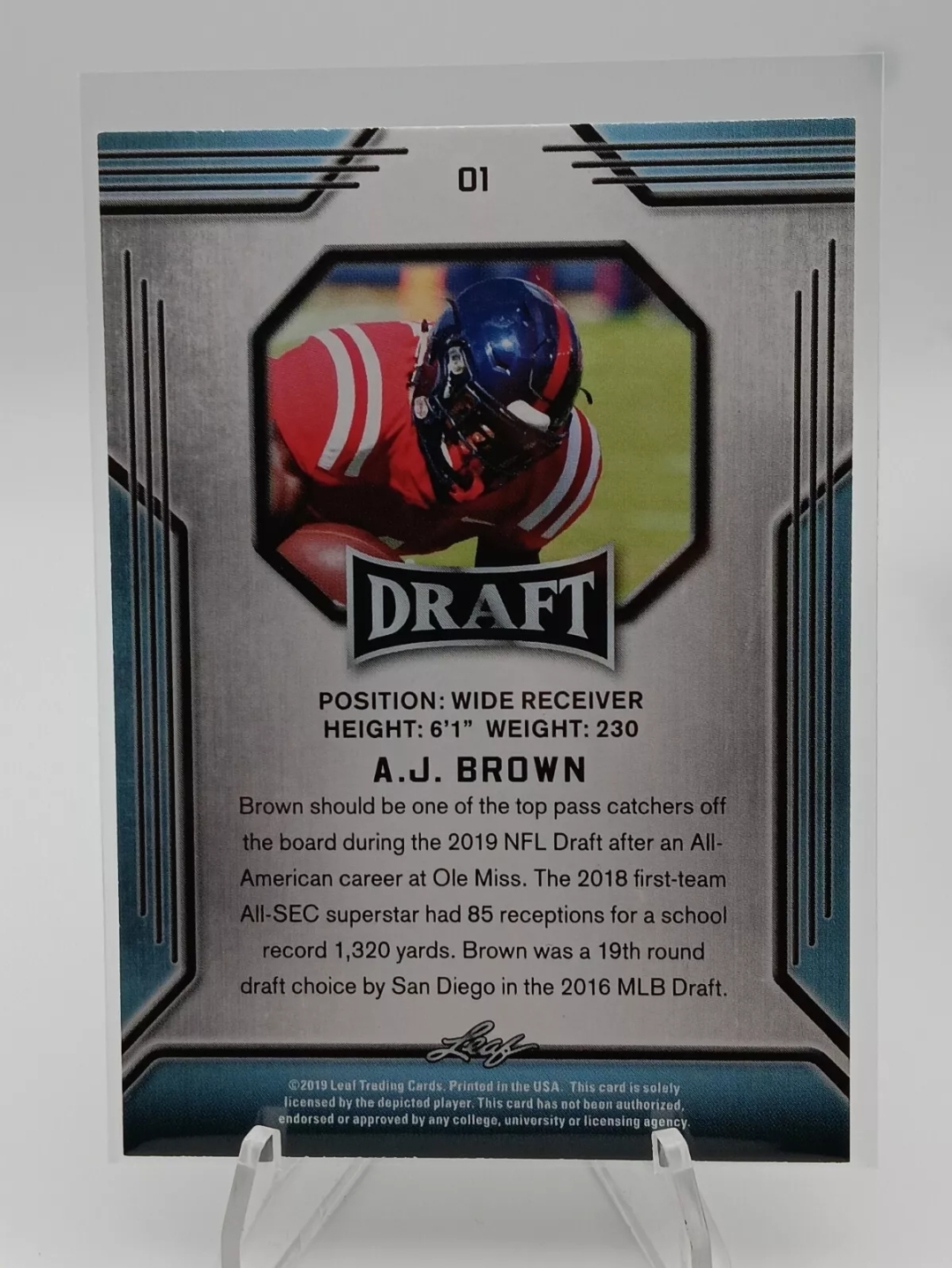 2019 Leaf Draft AJ Brown #1 Rookie Card JC128 | Property Room