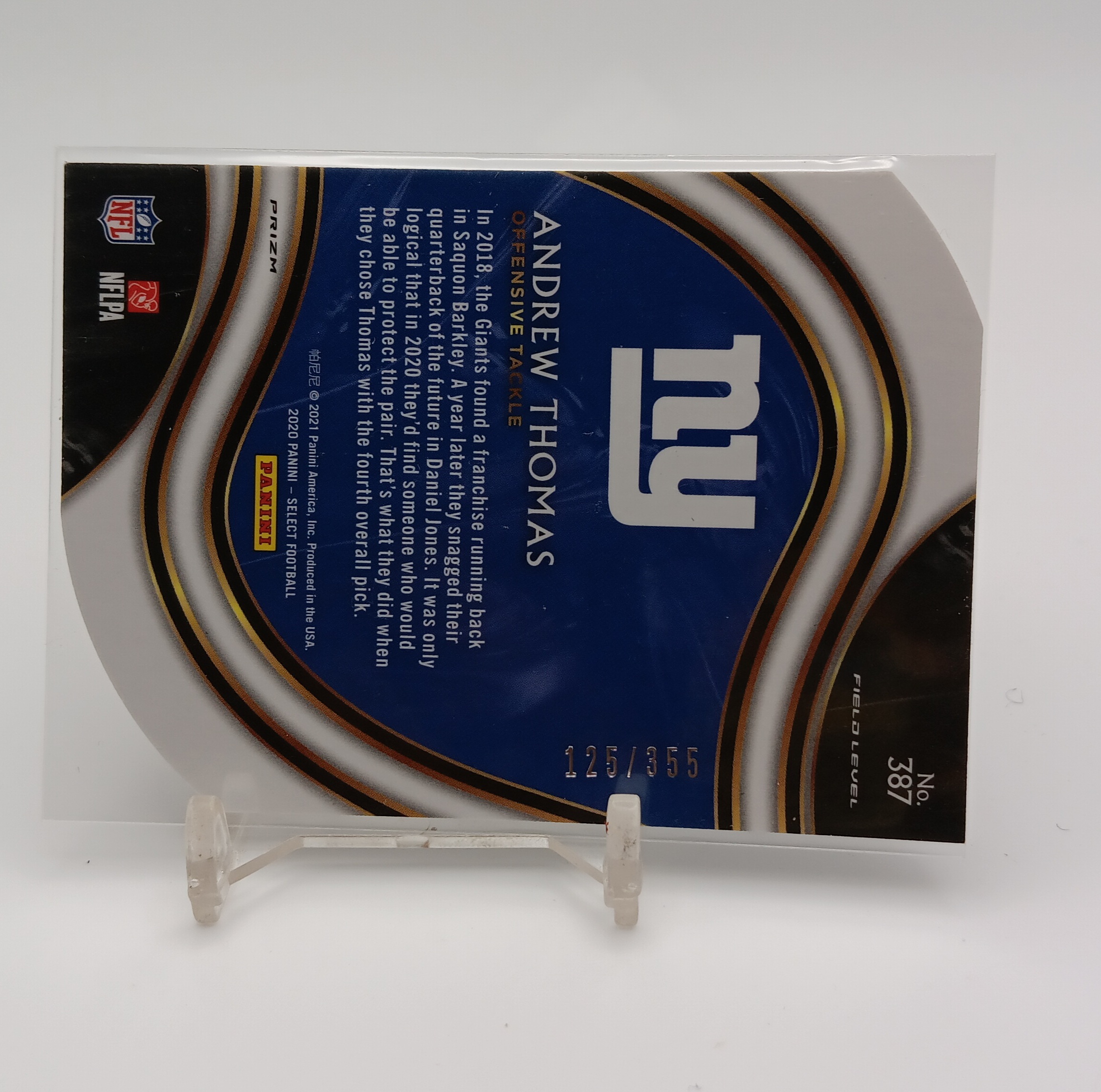 2020 Panini Select Andrew Thomas #387 Field Level Bronze Prizm 125/355 ...