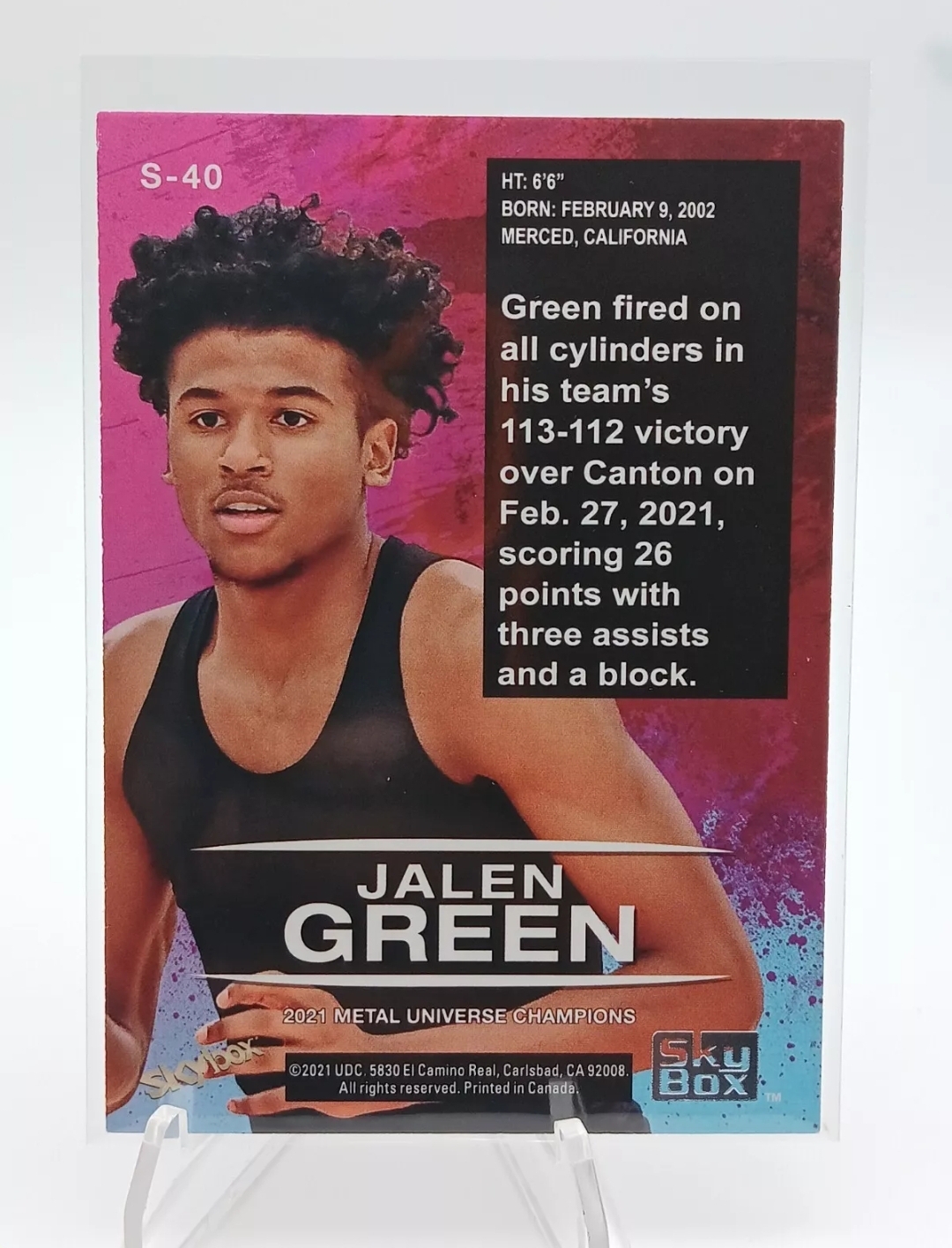 2021 Skybox Metal Universe Champions Jalen Green Rookie Premium Sports ...