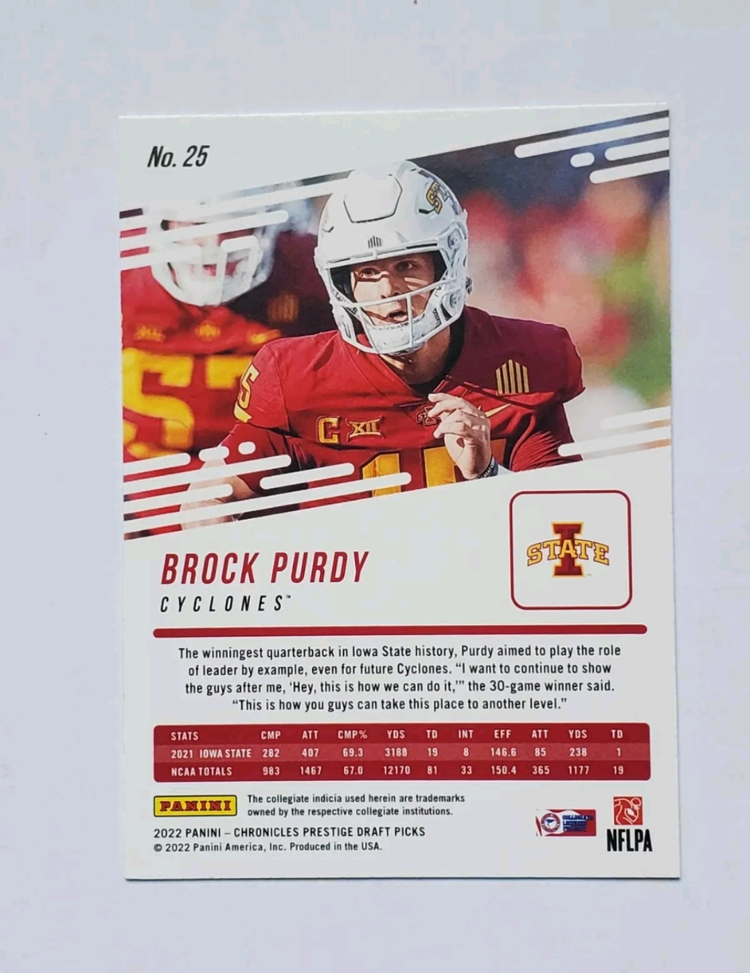 2022 Panini Prestige #25 Brock Purdy Rookie Card JC1496 | Property Room