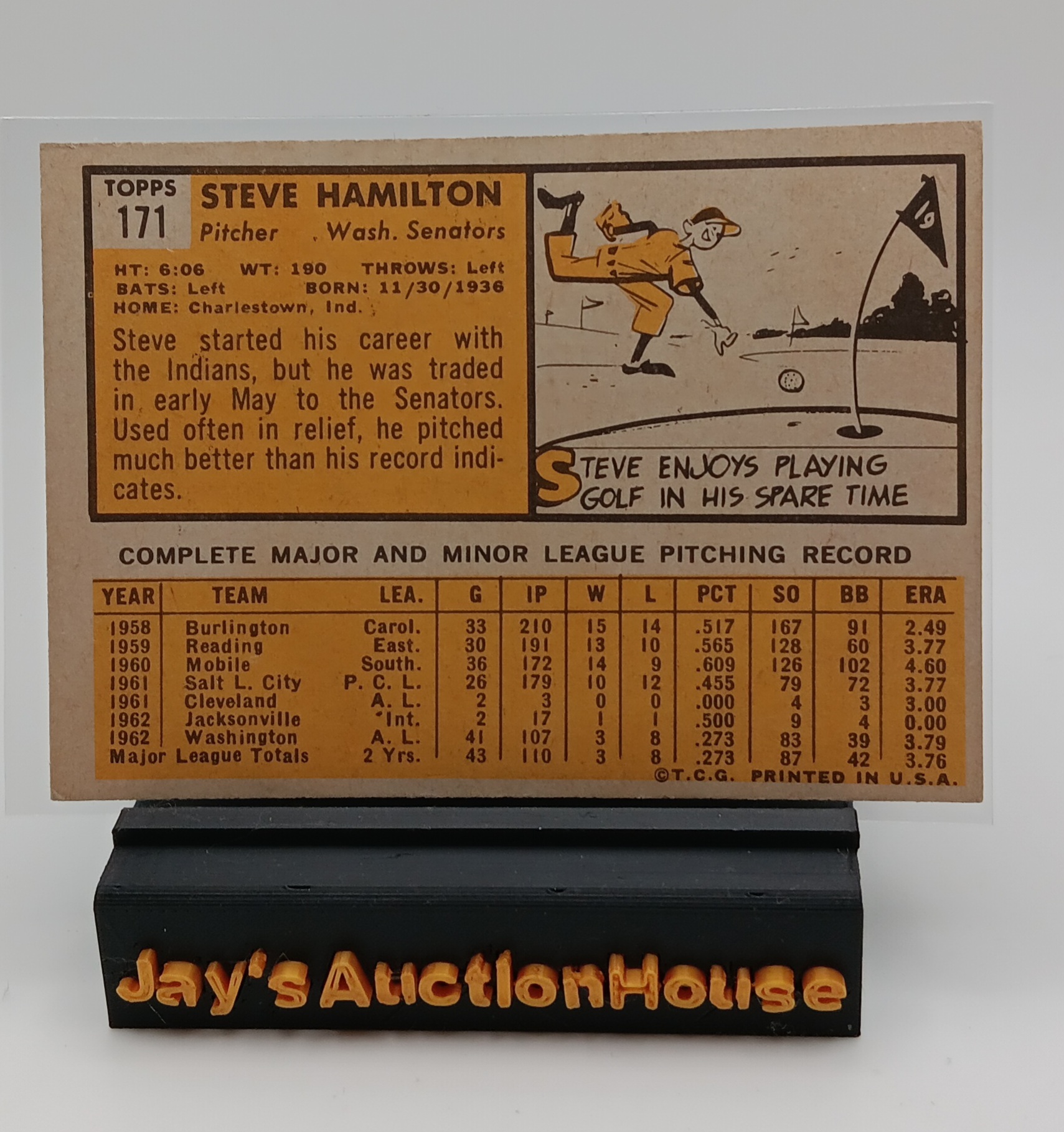 1963 Topps MLB #171 Steve Hamilton Rookie Card | Property Room