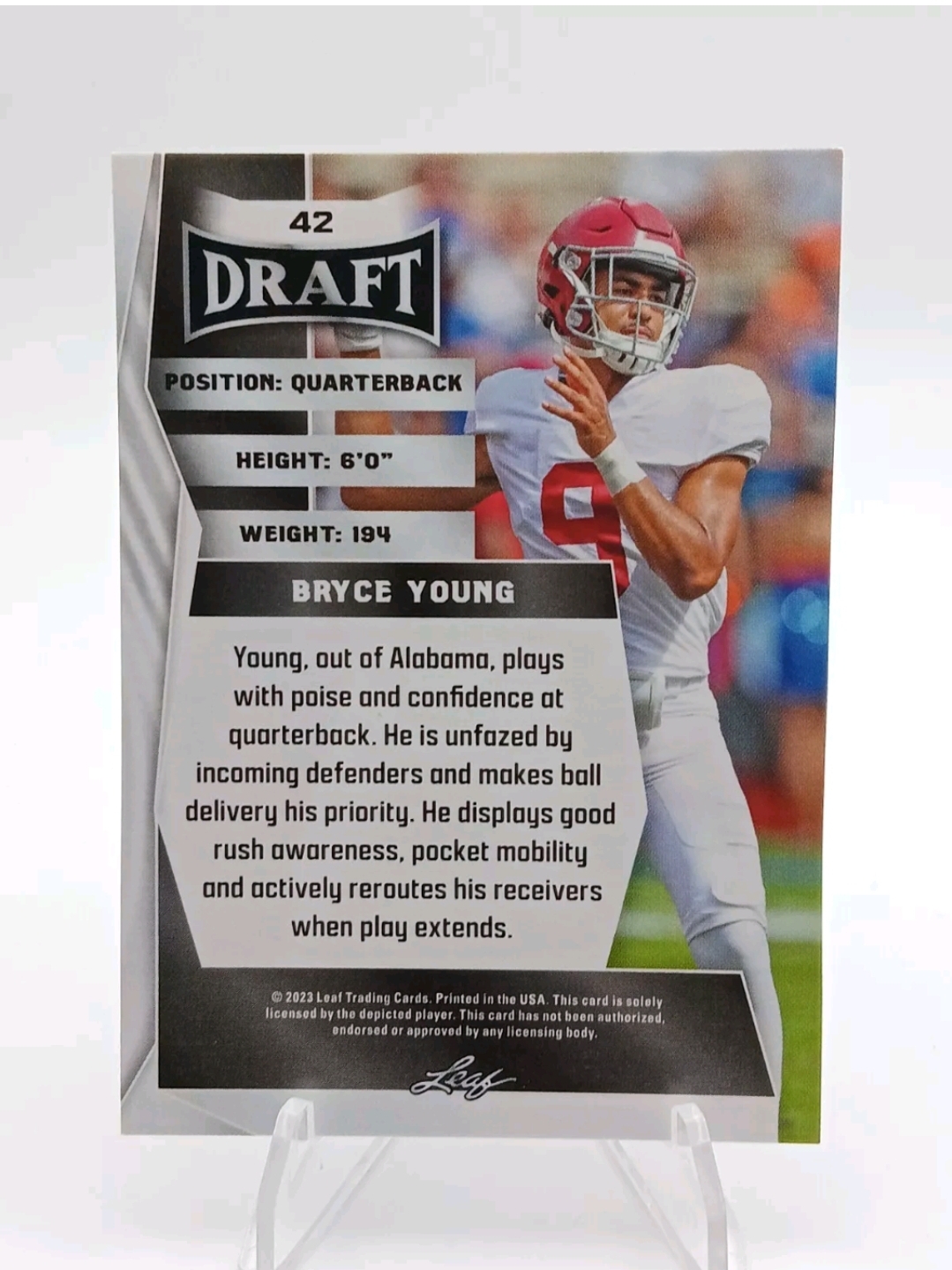 2023 Leaf Draft Blue #42 Bryce Young Rookie Card JC854 | Property Room