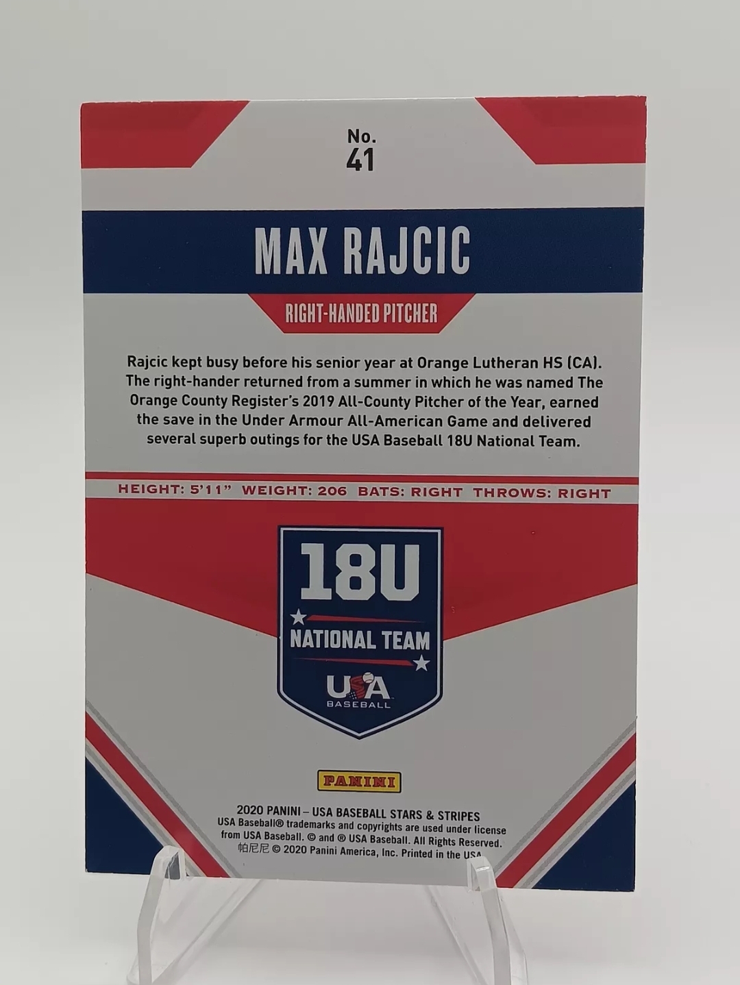 2020 Panini USA Baseball Stars & Stripes #41 Max Rajcic Sports Card ...