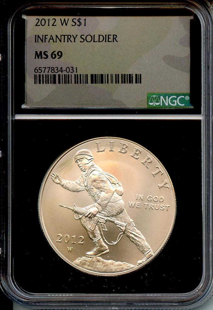 2012 W $1 Commemorative Silver Dollar Coin Infantry Soldier NGC Graded ...