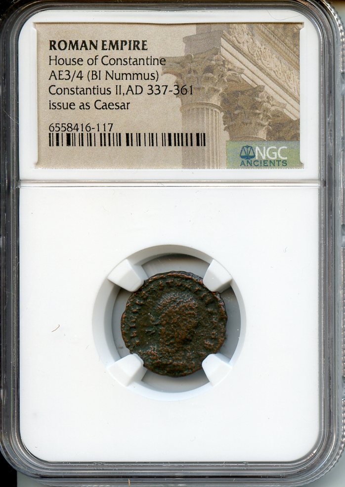Ancient Roman Coin Constantius II Bronze NGC Graded Nummus | Property Room