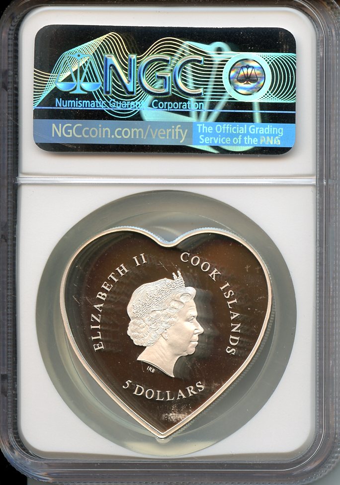 2021 Cook Island Silver Coin $5 Dollar Valentines Day Heart Crystals ...