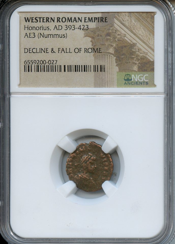 Ancient Roman Coin Honorius Nummus Bronze NGC Certified Decline of Rome ...