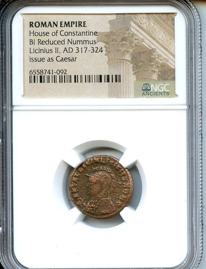 Ancient Roman Coin Licinius II Bronze Nummus Issued as Caesar NGC ...