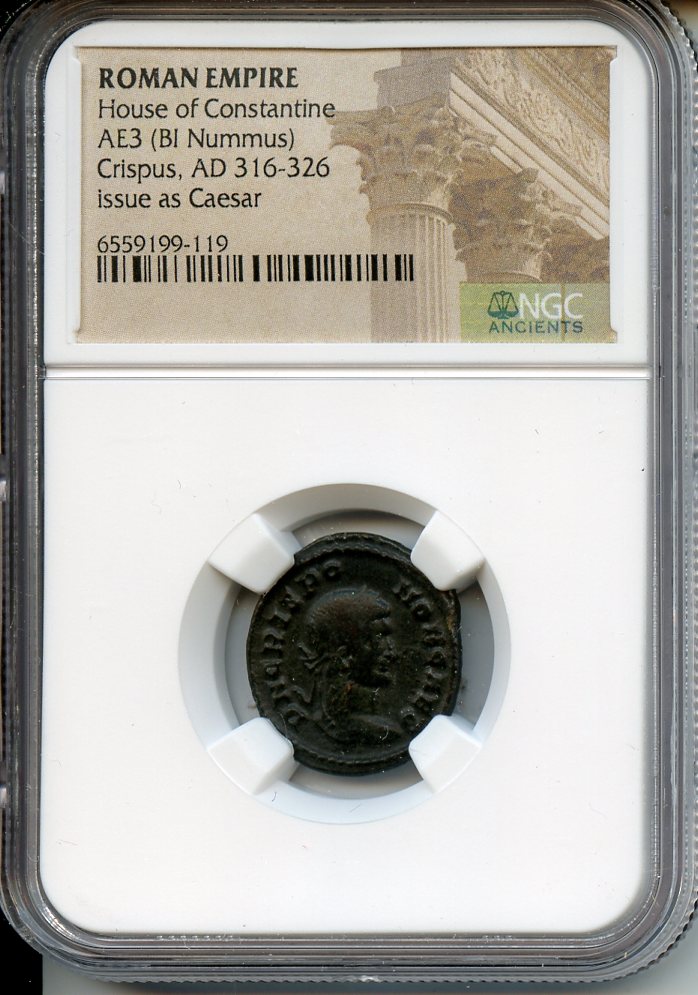Ancient Roman Coin Crispus Nummus Bronze NGC Certified Issued as Caesar ...