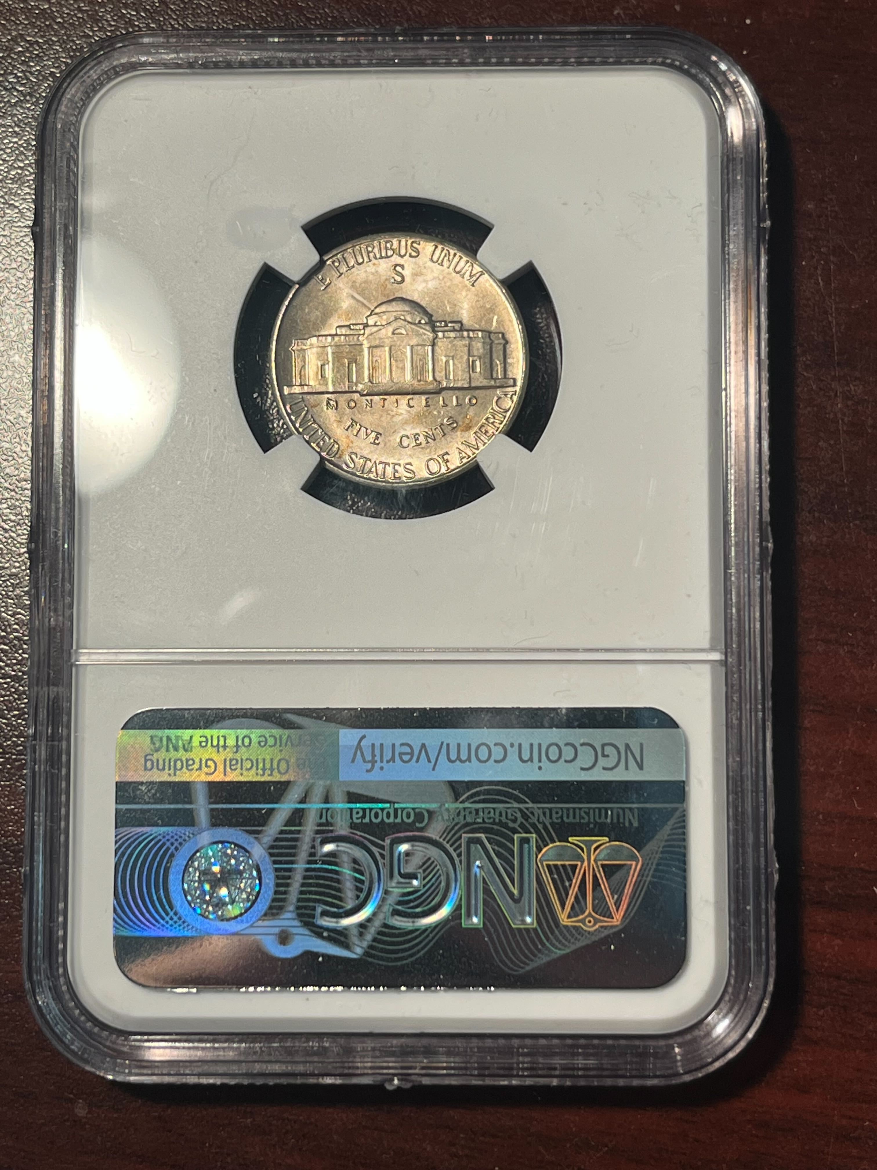 1942-S Jefferson Silver War Nickel NGC Graded MS64 Mint Error Obverse ...