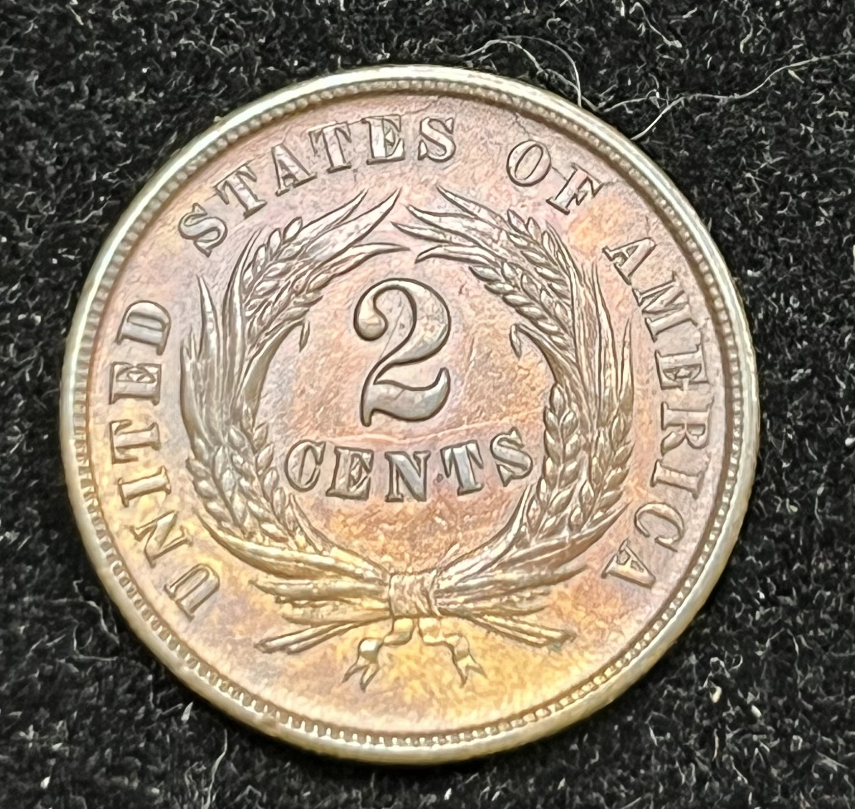 1864 2 Cent Copper Coin Large Motto Very Nice Condition with Beautiful ...