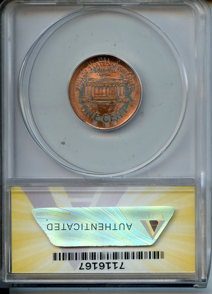 1999 Lincoln Cent Penny Graded ANACS MS64 Red Mint Error Broadstruck Coin | Property Room