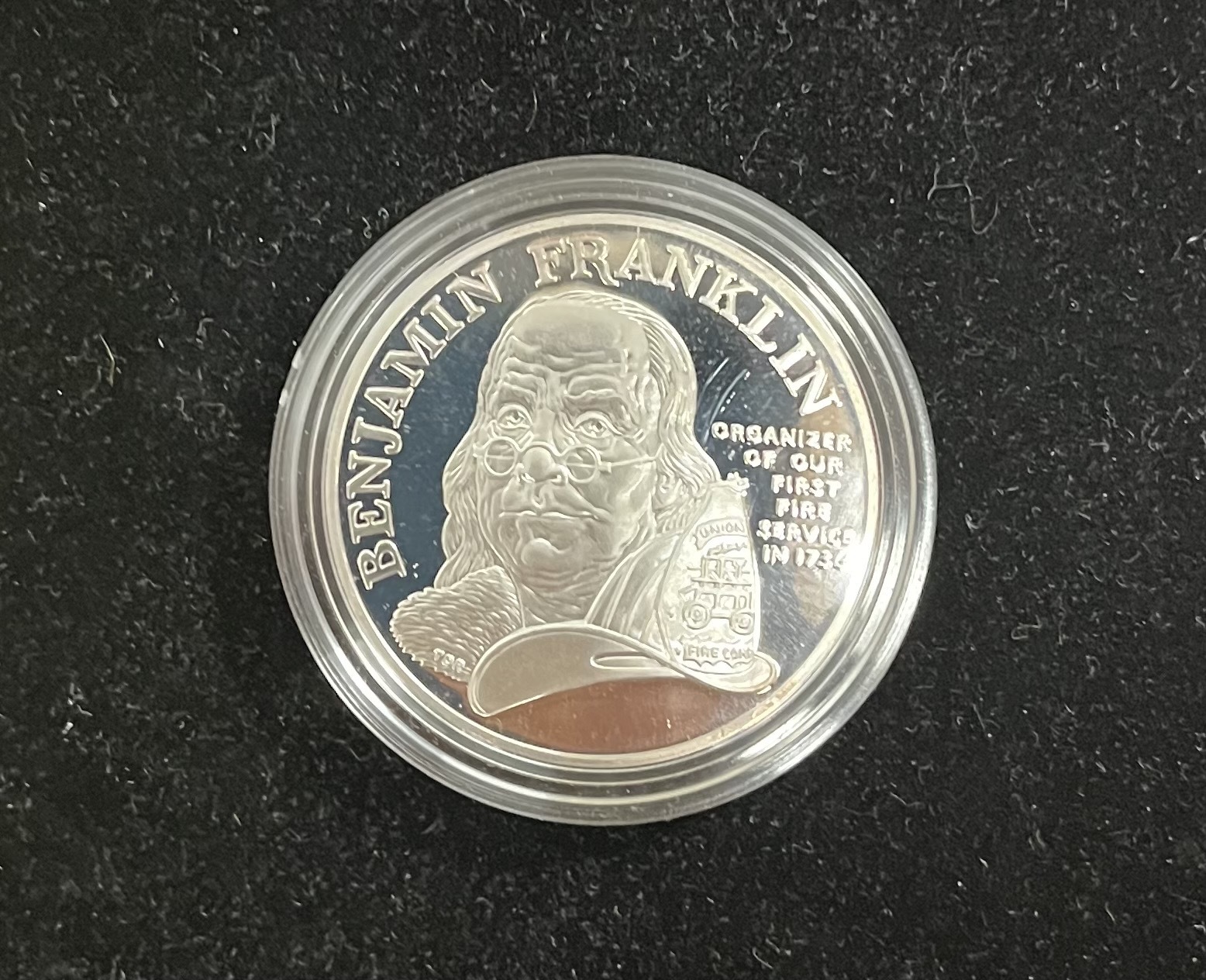 U.S. Mint Ben Franklin Firefighters Silver Proof Medal in OGP with COA ...