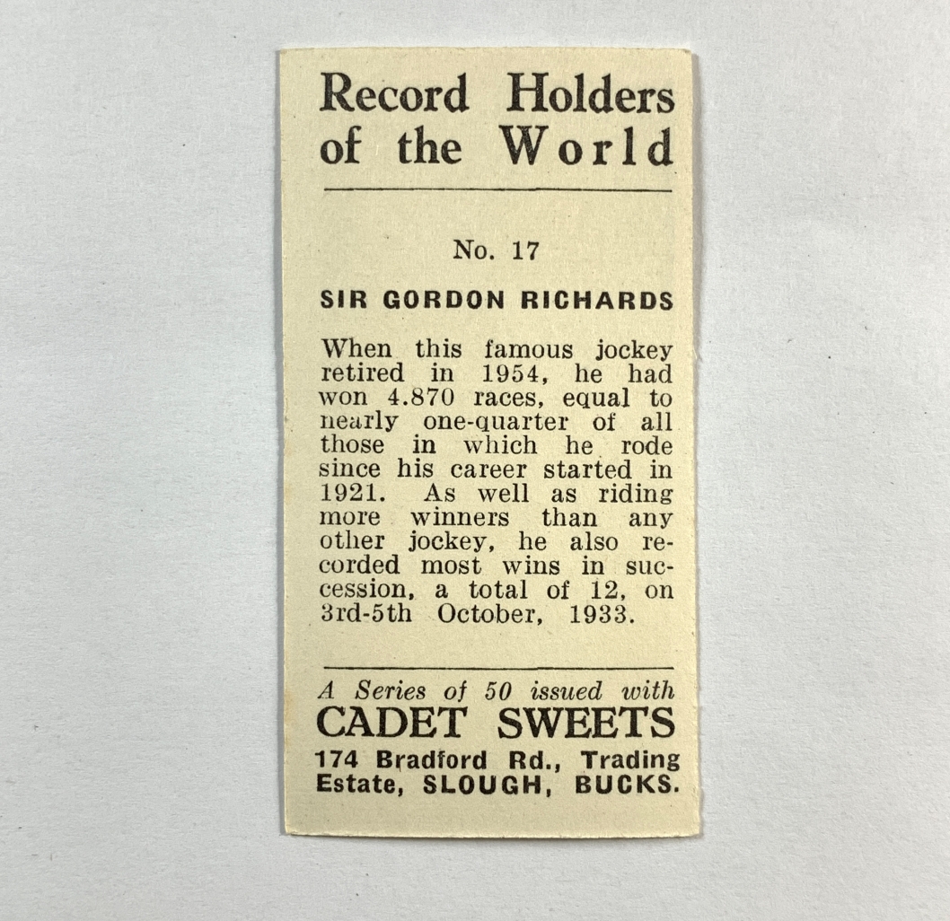 World Record Holders Sir Gordon Richards Tobacco Premium 1930s ...