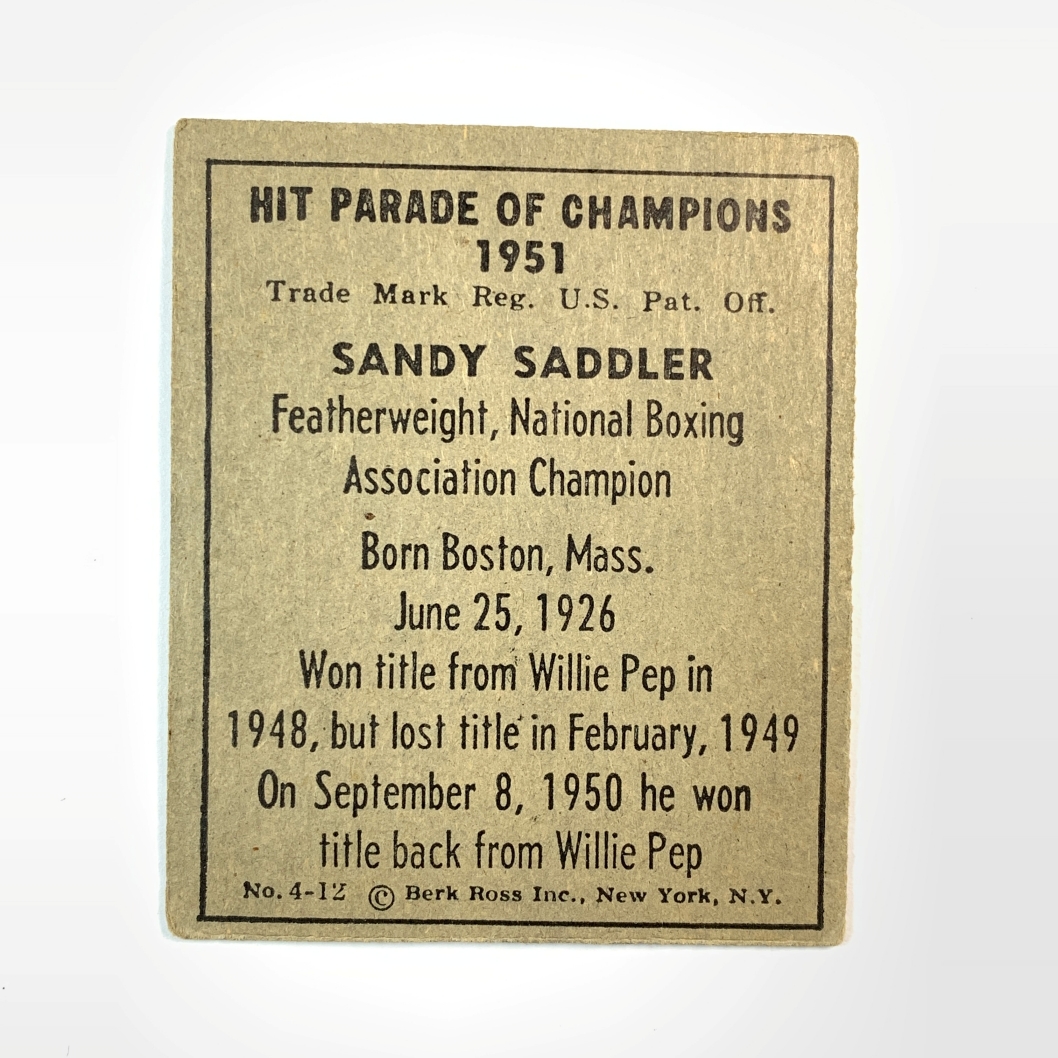 1951 Berk Ross Boxing Card of Sandy Saddler | Property Room