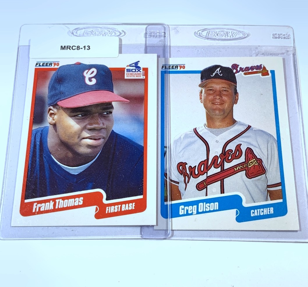 1990 Fleer Update Frank Thomas and Greg Olson Rookie Cards High Grade in Card Savers | Property Room