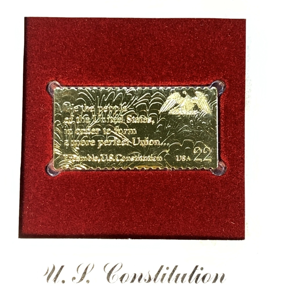 First Day Cover wityh 24KT Layered Gold Stamp US Constitution We the ...