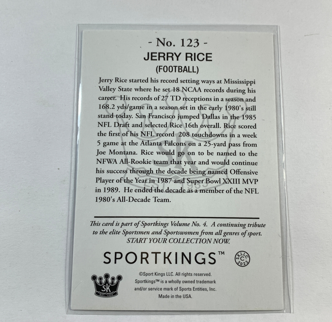 Jerry Rice Sports Kings Legends of the Game Card | Property Room