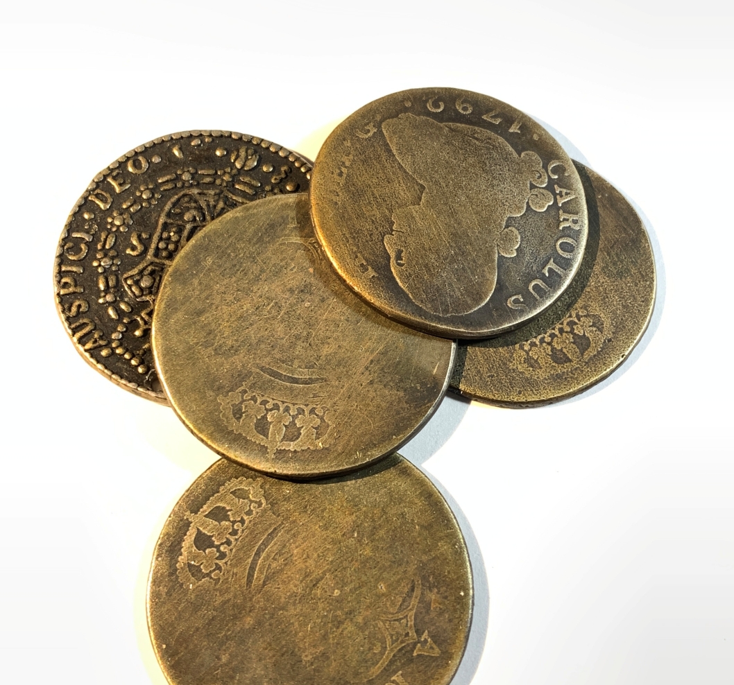 REPLICA Lot of Spanish Pirate Coin Replicas | Property Room