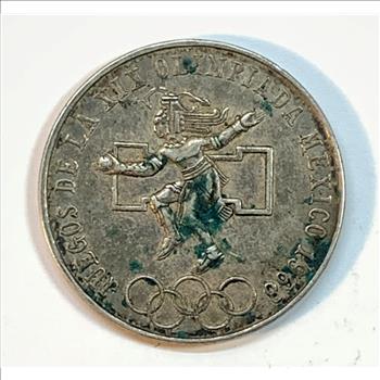 1968 Mexico Silver 25 Pesos Olympic Commemorative Coin | Property Room
