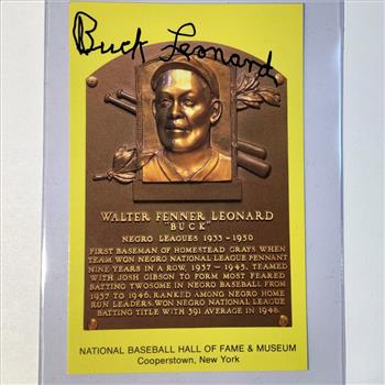 Buck Leonard HOF Plaque/Postcard HOF Autograph Negro Leagues & MLB Hall ...