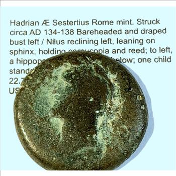 Hadrian Æ Sestertius Rome mint. Struck circa AD 134-138 | Property Room