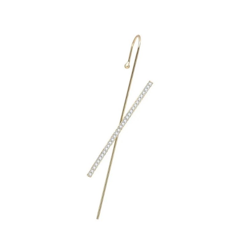 Gold Plated Criss Cross Micro Pave Ear Cuff Bar Earring – Timeless ...
