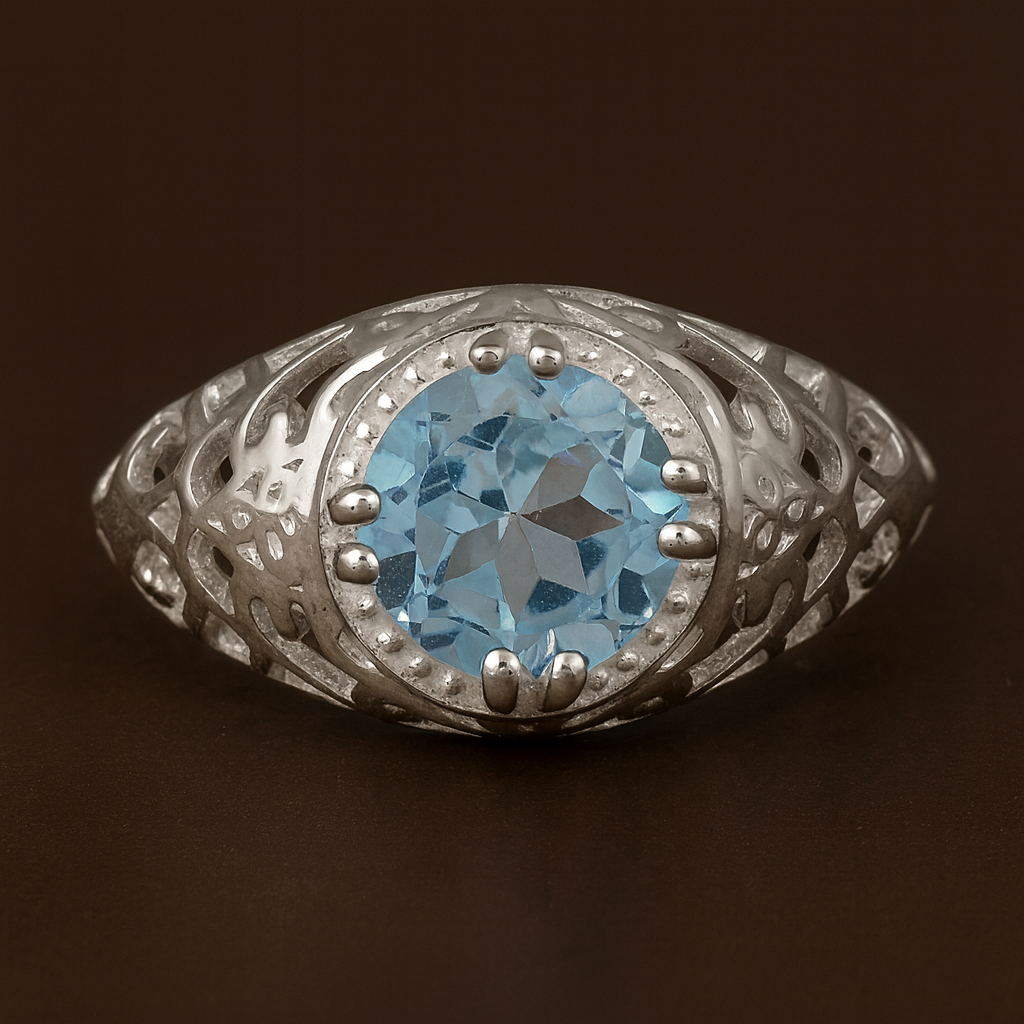 NO RESERVE 2.32 Ct Round Blue Topaz 925 Sterling Silver Ring | Property ...