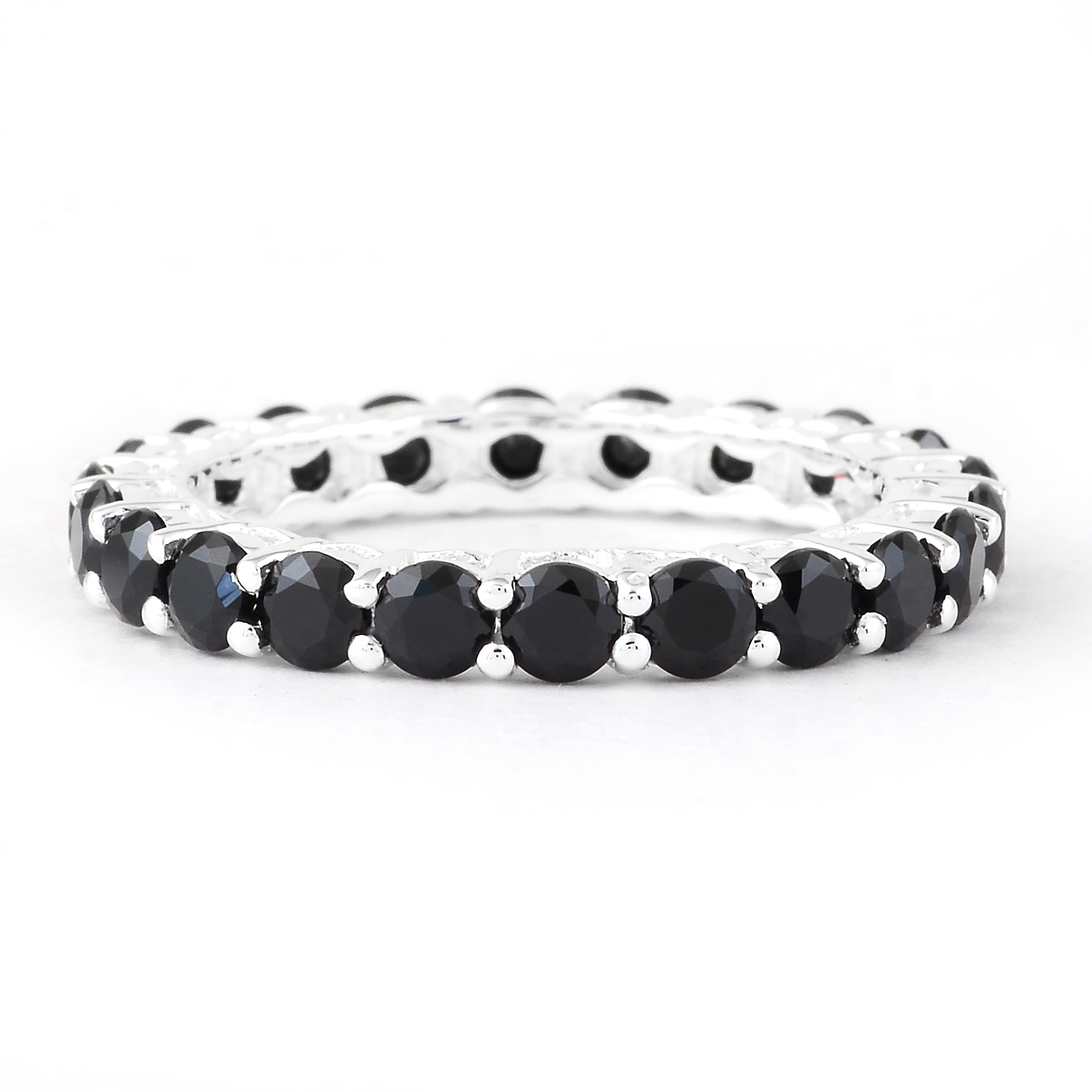 NO RESERVE 3.10 Ct Round Black Spinel 925 Sterling Silver Ring ...