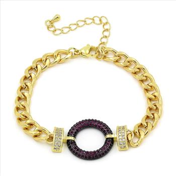 Gold Plated Trendy Cuban/Curb Link Infinity Loop Bracelet (Black) | Property Room