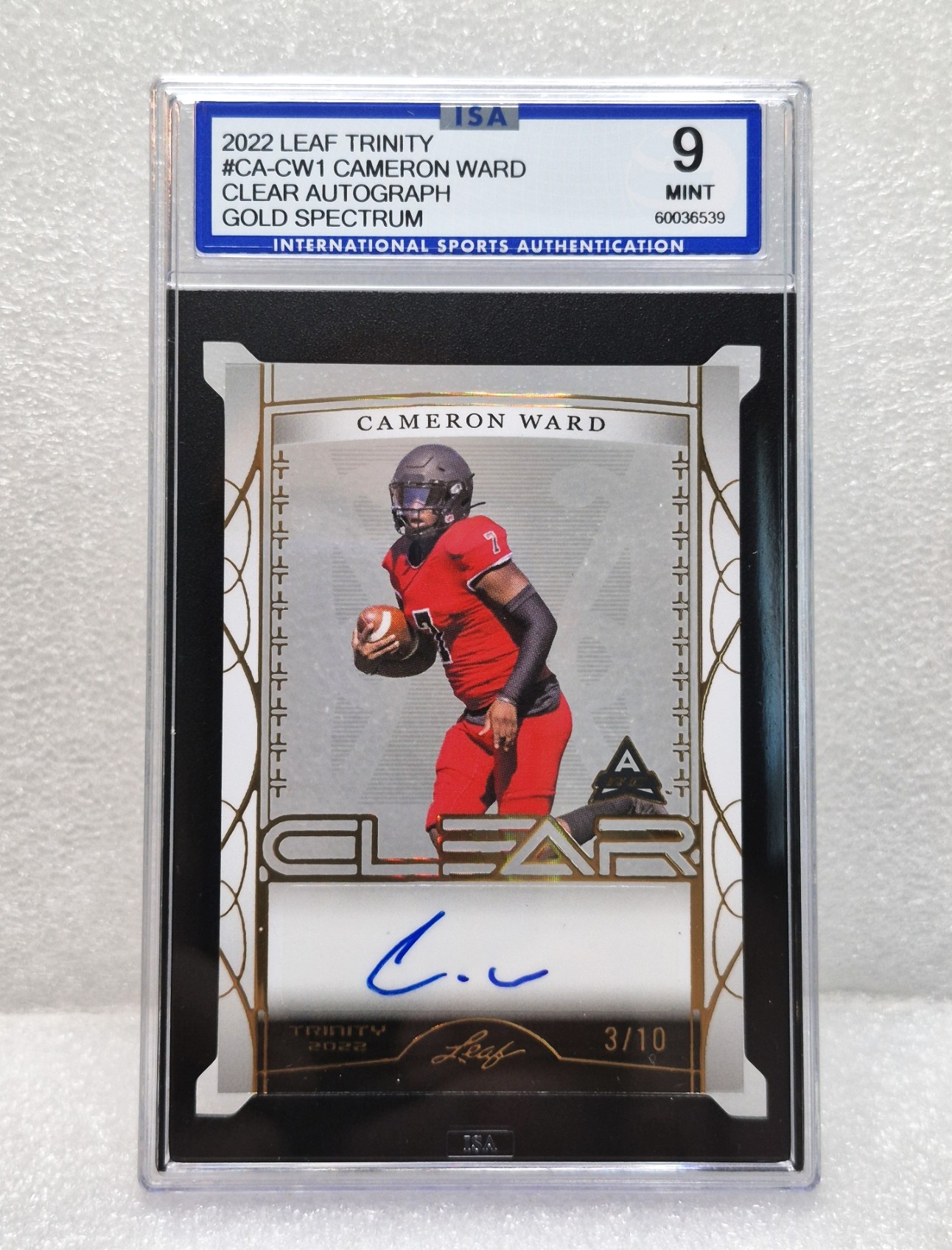 2022 Leaf Trinity Clear Auto Gold Spectrum #CA-CW1 Cameron Ward 3/10 ...