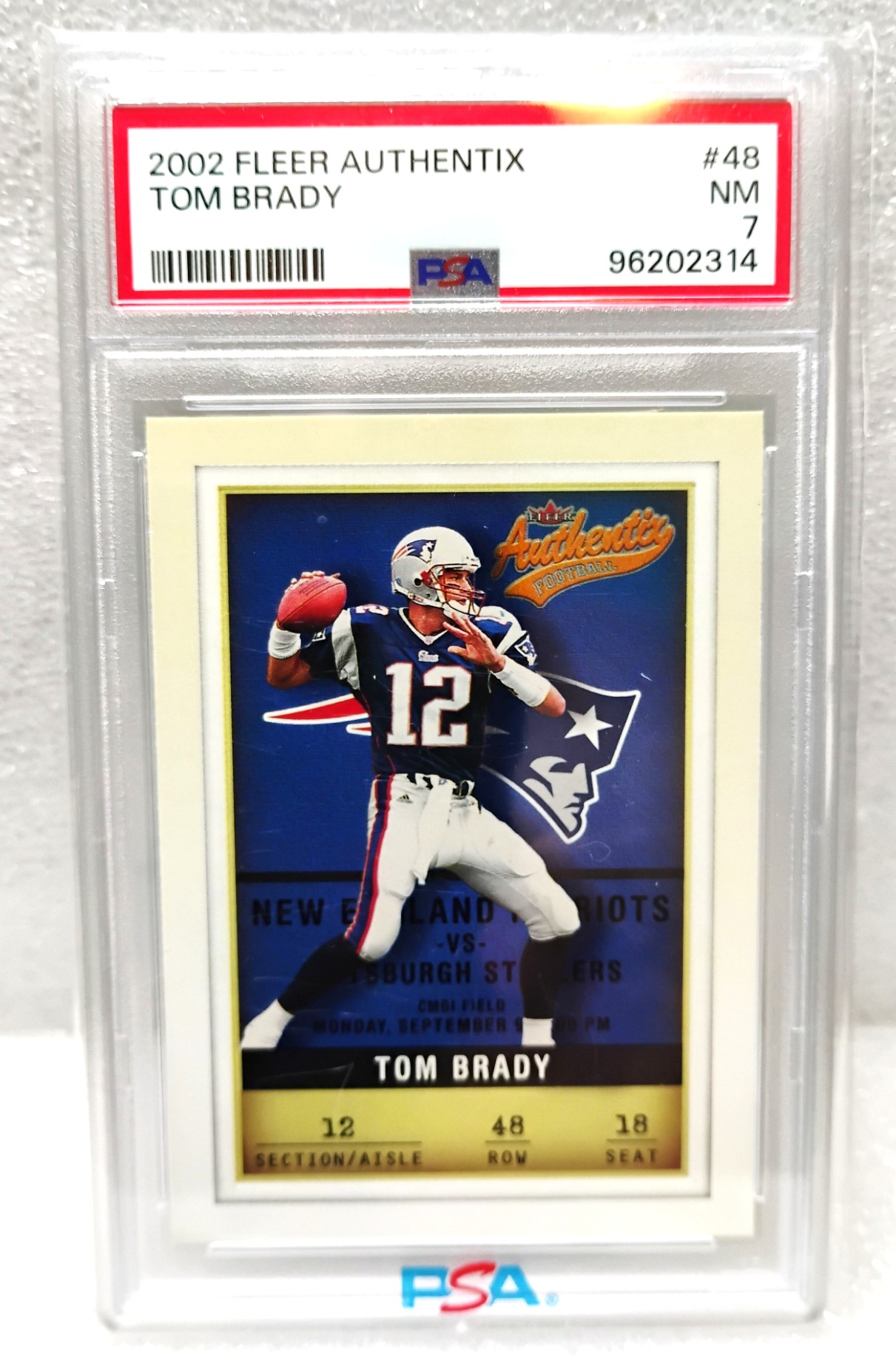 2002 Tom Brady Authentix PSA 7 Football Card | Property Room